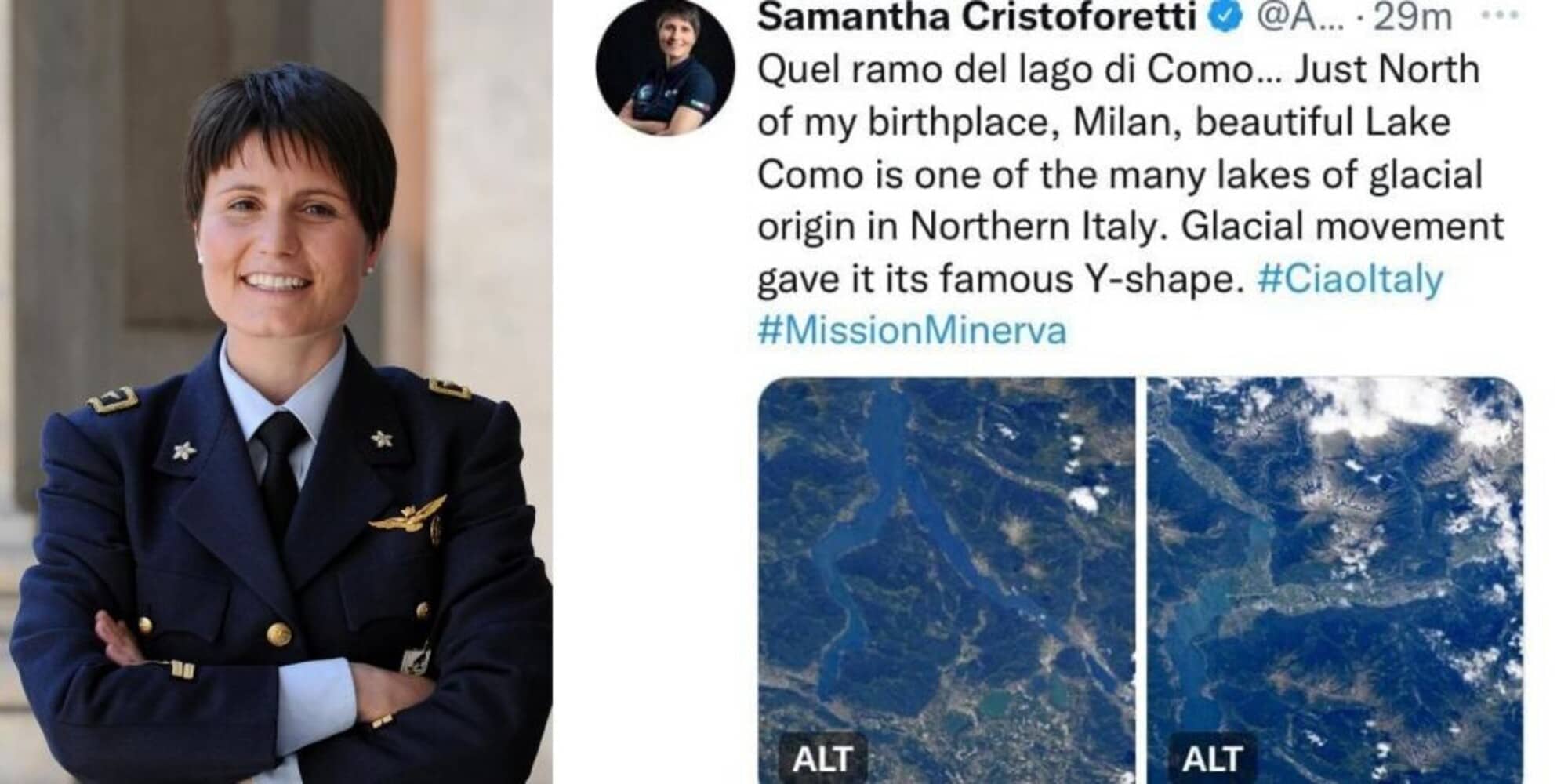 Samantha Cristoforetti fotografa il lago di Como dallo spazio