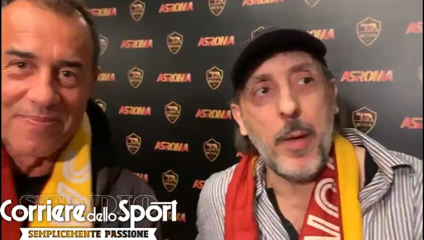 Garrone e Ceccherini, sorrisi e battute all'Olimpico per la Roma