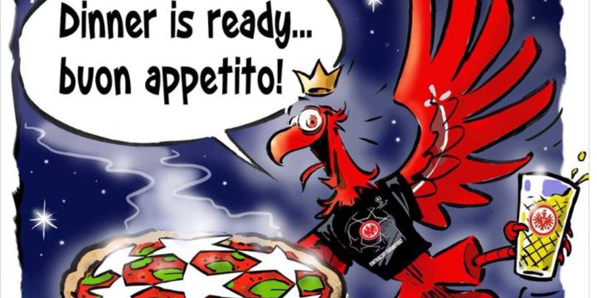 L'Eintracht pronta a mangiare...una pizza: curiosa vignetta prima del ...