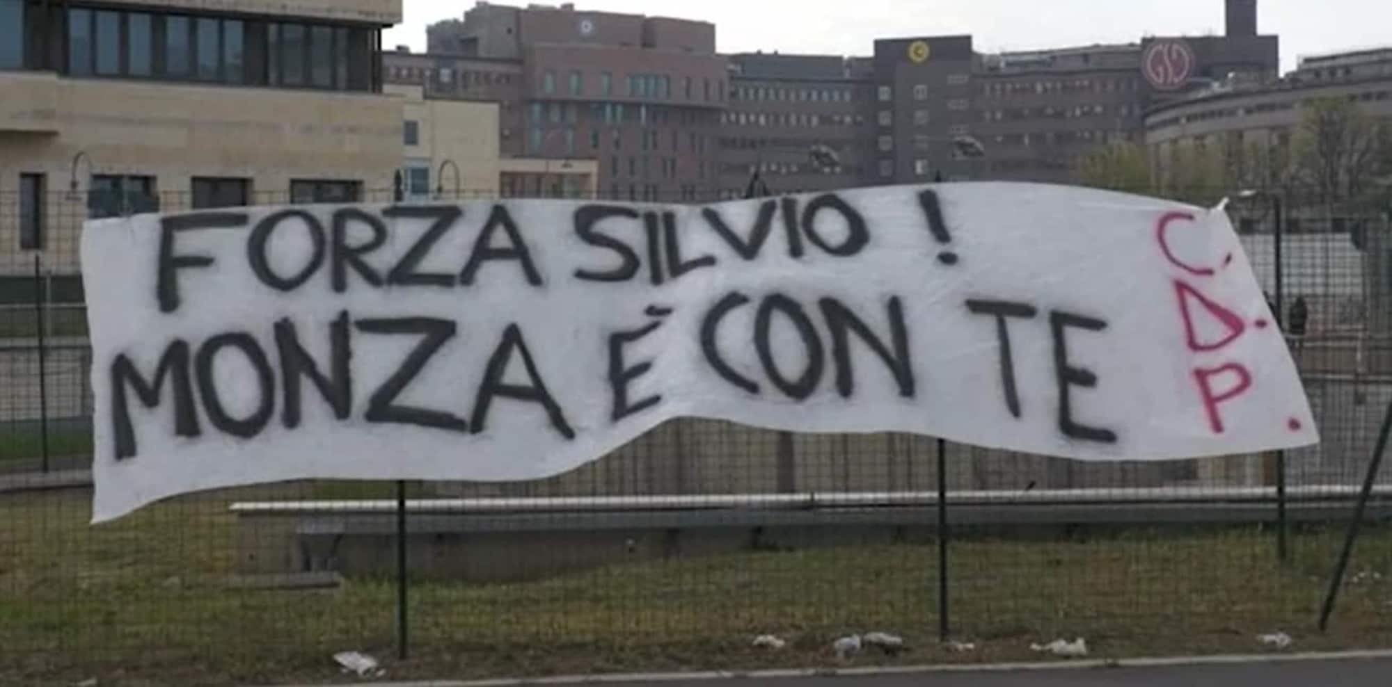 Berlusconi e lo striscione dei tifosi del Monza: le parole dal San Raffaele