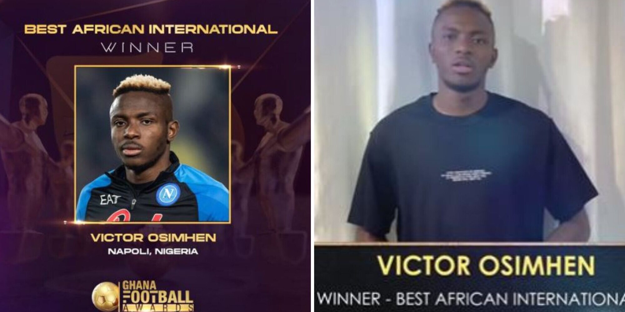 Osimhen vince il Ghana Football Awards e dedica un messaggio ai tifosi