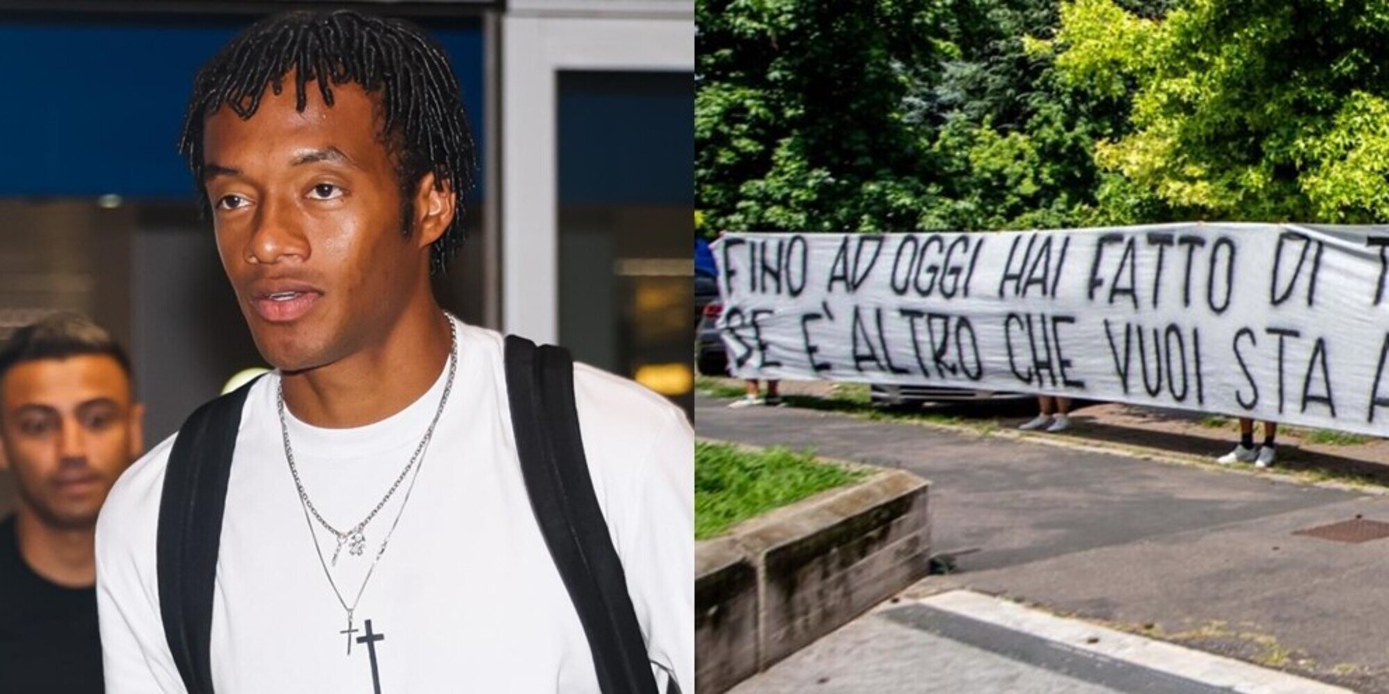 Cuadrado all'Inter, lo striscione dei tifosi sotto la sede del Coni