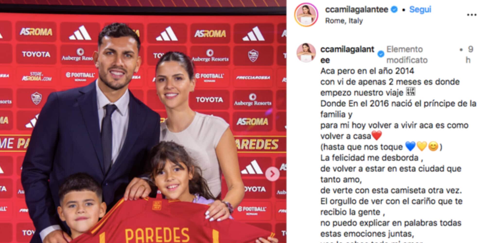 Paredes, la dedica della moglie: l'amore per Roma e il riferimento al Boca
