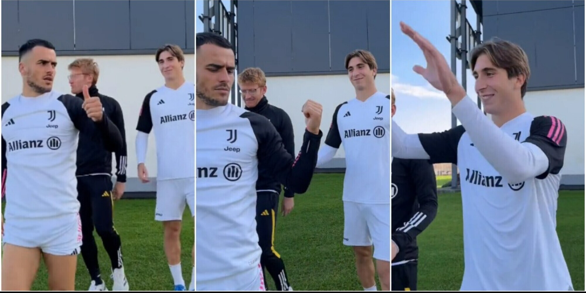 Juve, siparietto tra Kostic e Miretti: "Ecco il bomber"