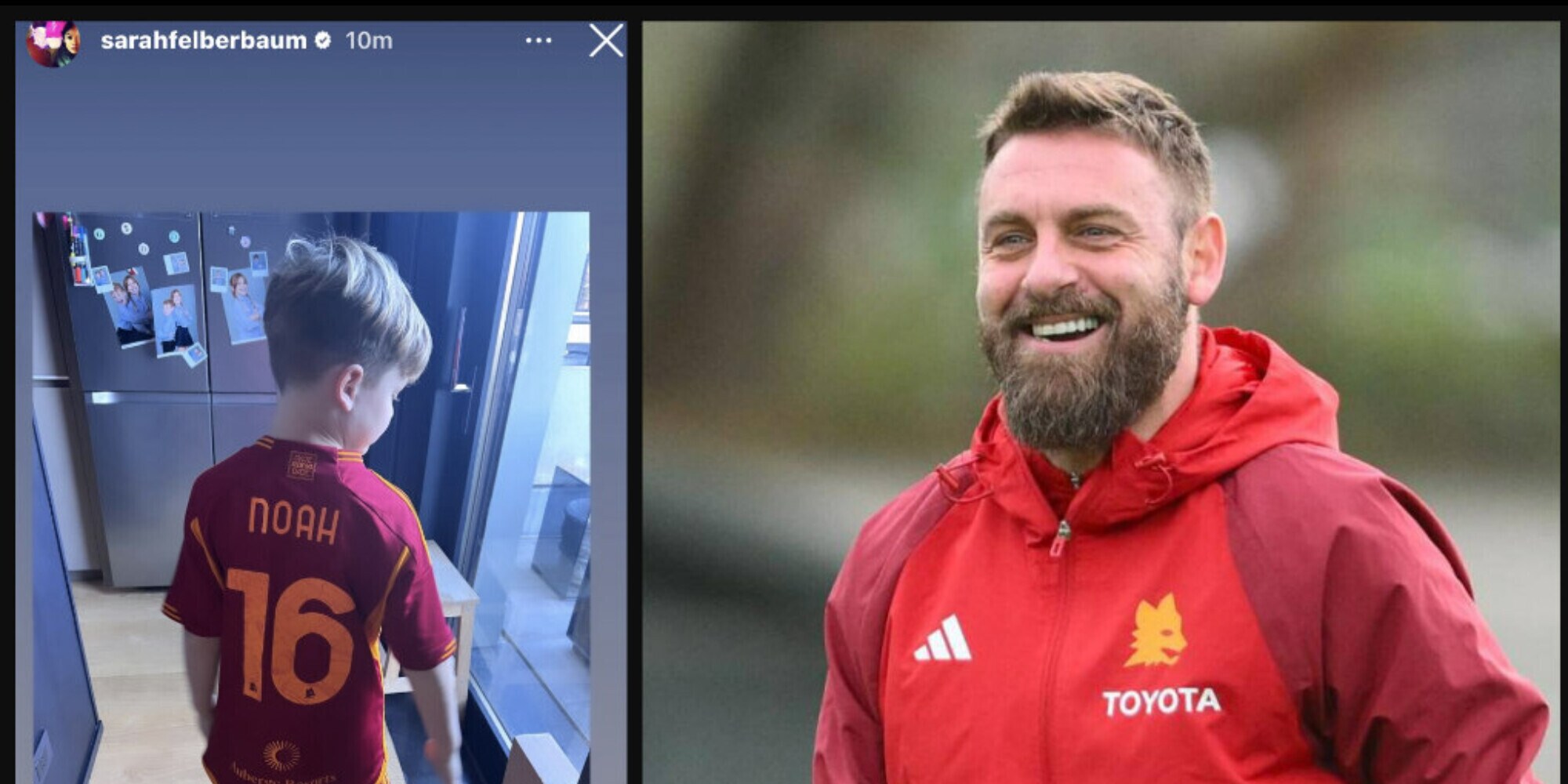 De Rossi al debutto, Sarah e Noah al suo fianco: il post sui social