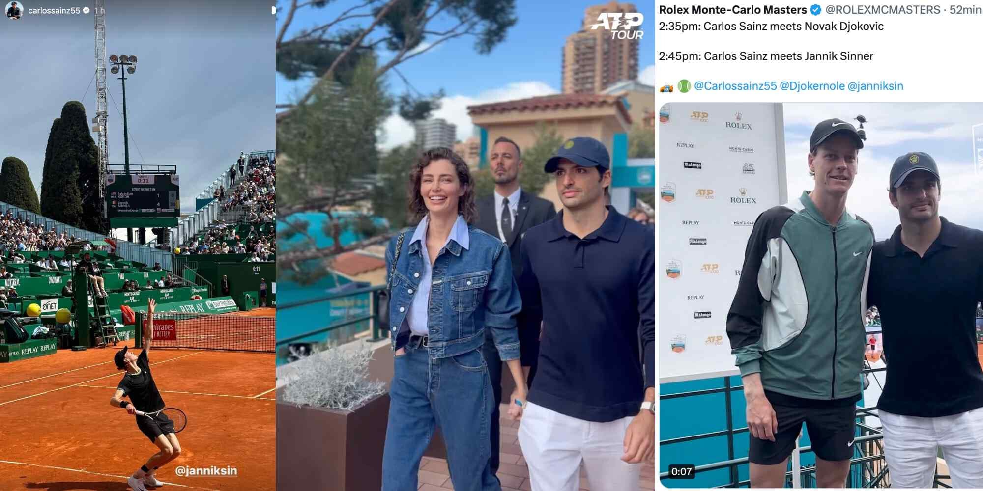 Sinner, che sorpresa: c’è Sainz con la bellissima compagna a Montecarlo