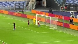 Noah De Rossi, il figlio di Daniele calcia un rigore contro Svilar