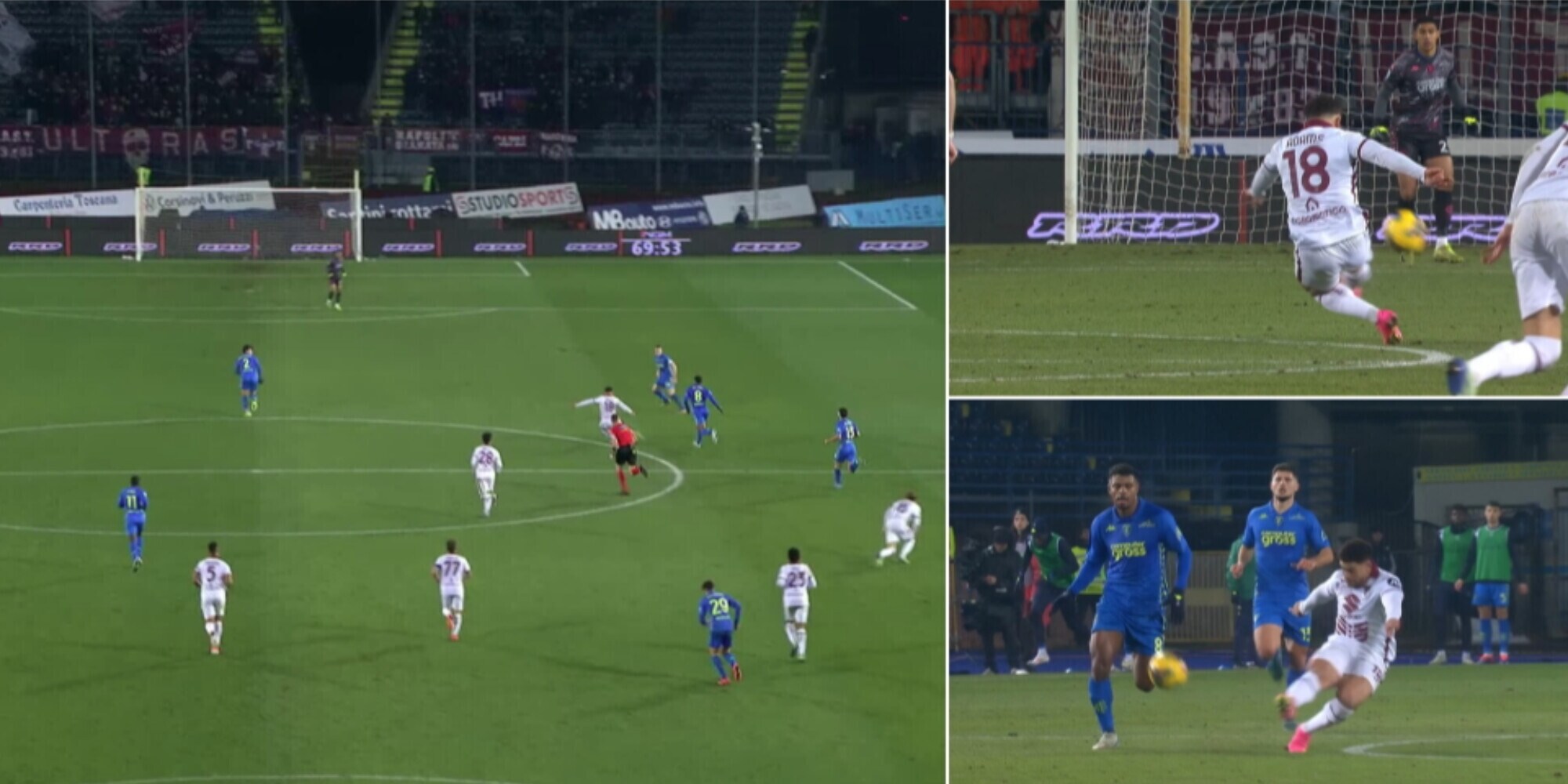 Magia di Adams da centrocampo: il Torino espugna Empoli