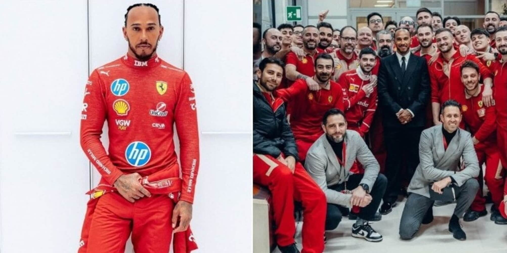 Hamilton, prima foto ufficiale con la tuta della Ferrari: tifosi ...