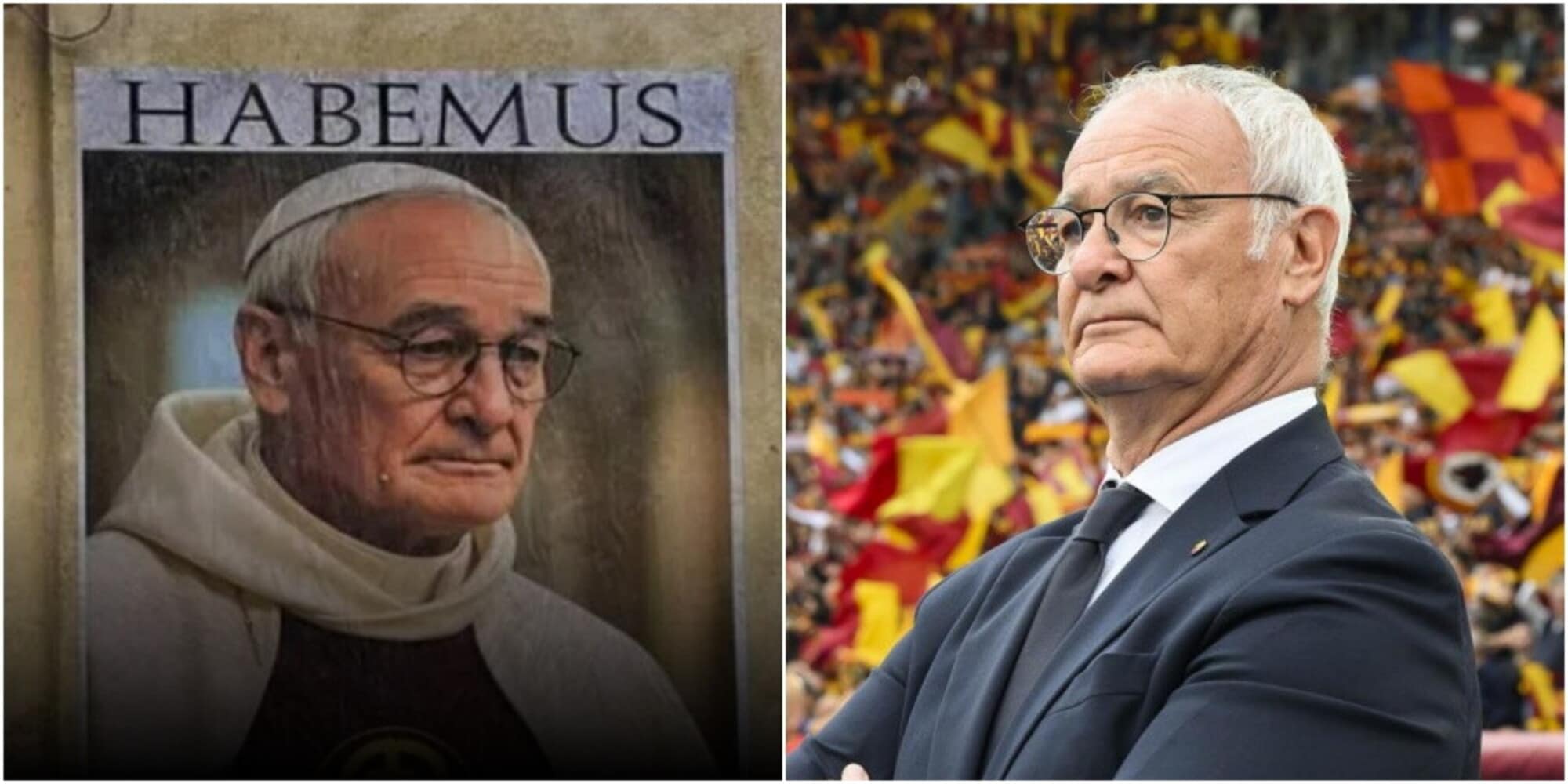 Roma, Ranieri in versione Papa: spunta un nuovo poster a Testaccio