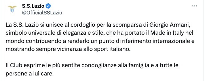 Morte Giorgio Armani, da Shevchenko fino a Julia Roberts, Juve e ...
