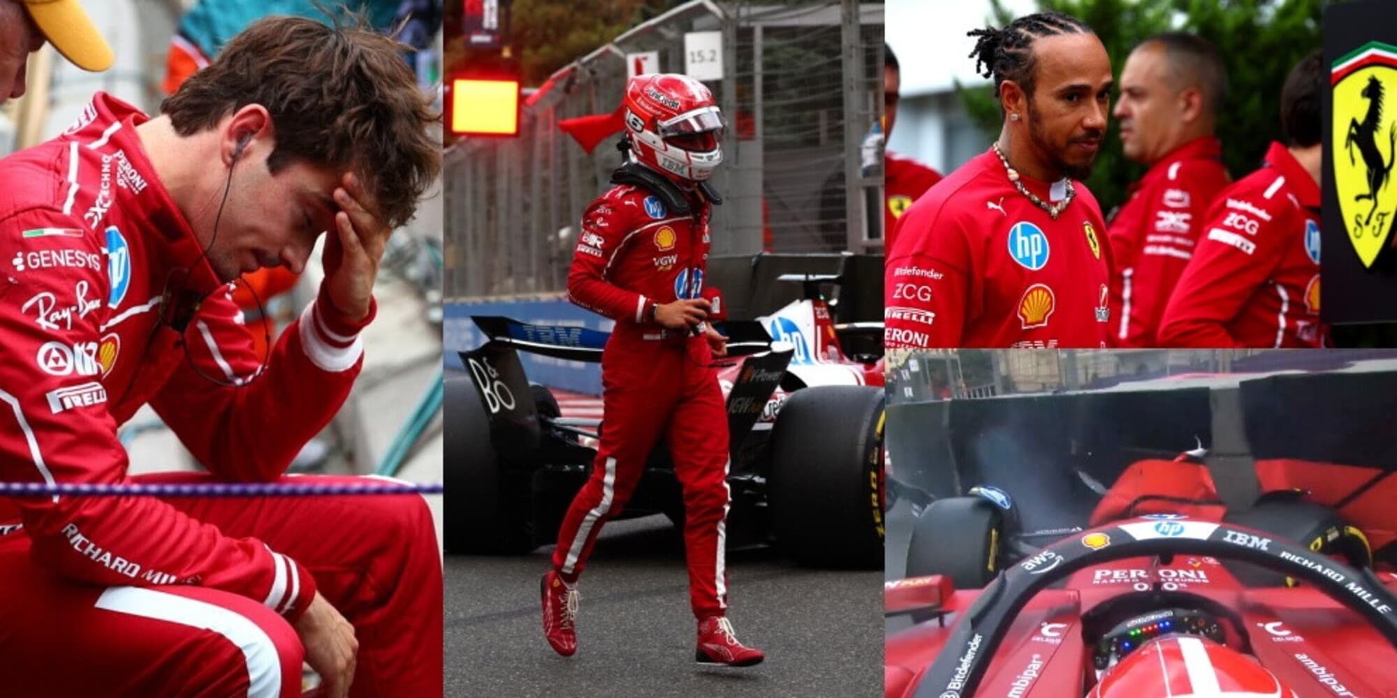 Disastro Ferrari nelle qualifiche di Baku: Hamilton eliminato in Q2, Leclerc a muro. Dove ...