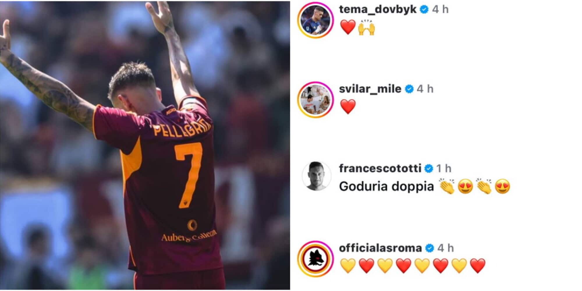 Il messaggio di Totti a Pellegrini dopo il derby vinto dalla Roma ...