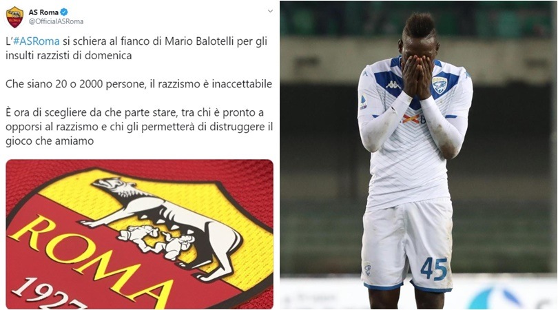 Caso Balotelli, la Roma sta con Mario: "Il razzismo è inaccettabile"