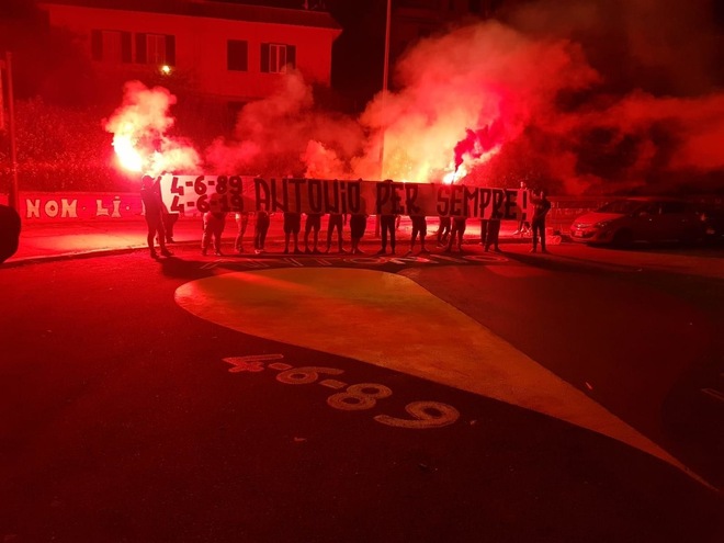 Roma, striscione e murale per De Falchi: "Antonio per sempre"