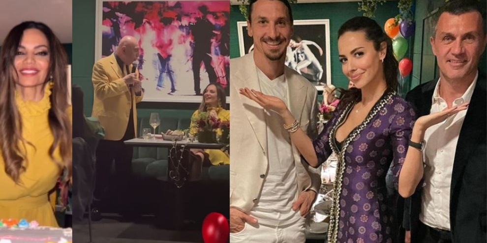 Galliani in giallo al compleanno della fidanzata: presenti Ibra e Maldini